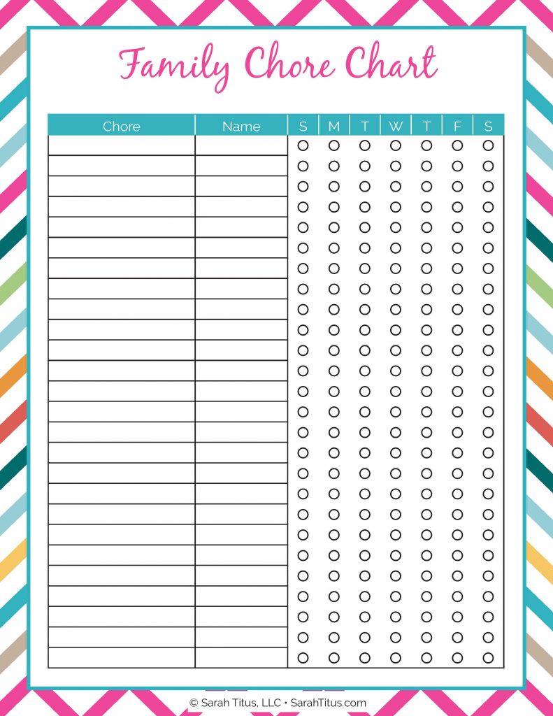 Free Printable Family Chore Chart Template Free Printable Family Chore Chart Template