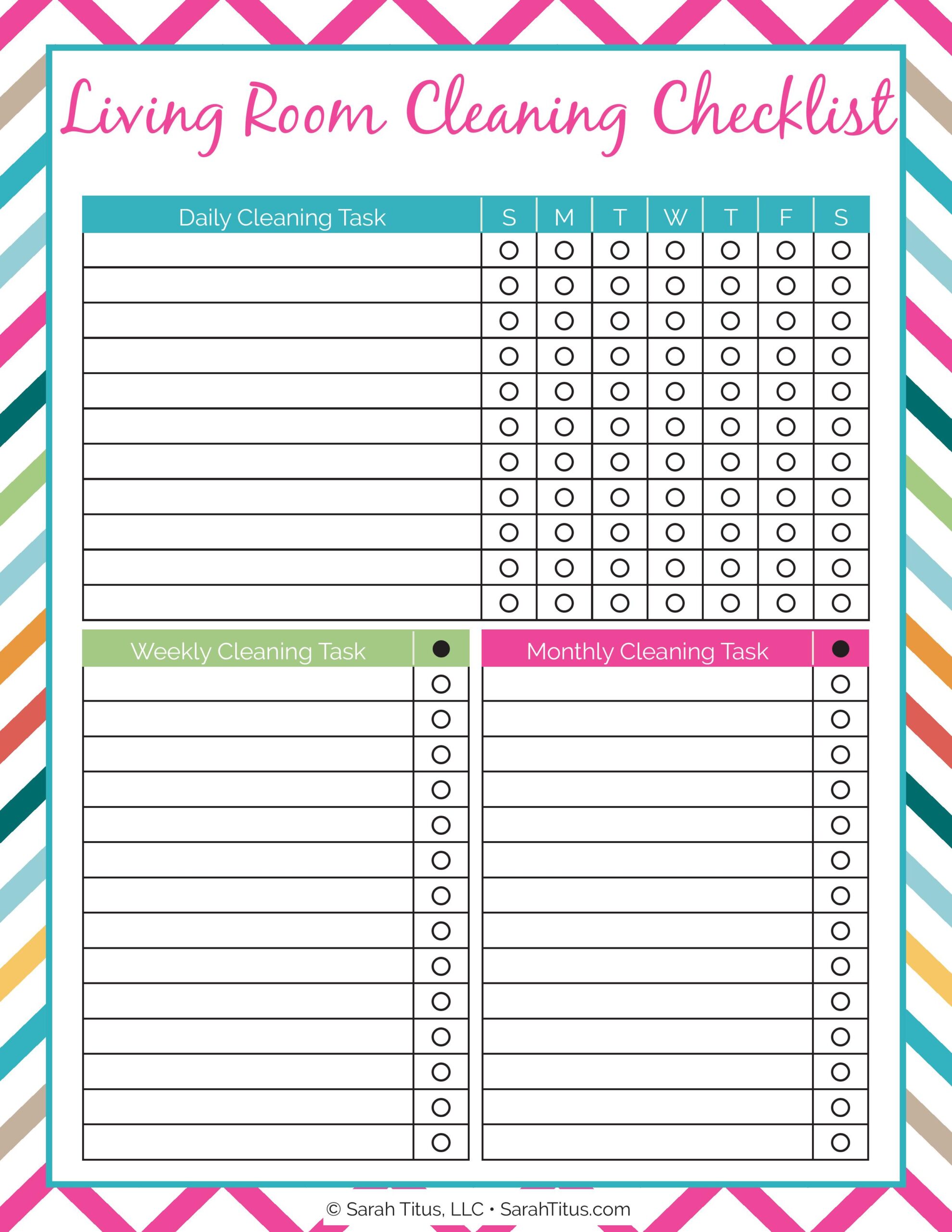 Cleaning The Living Room Checklist