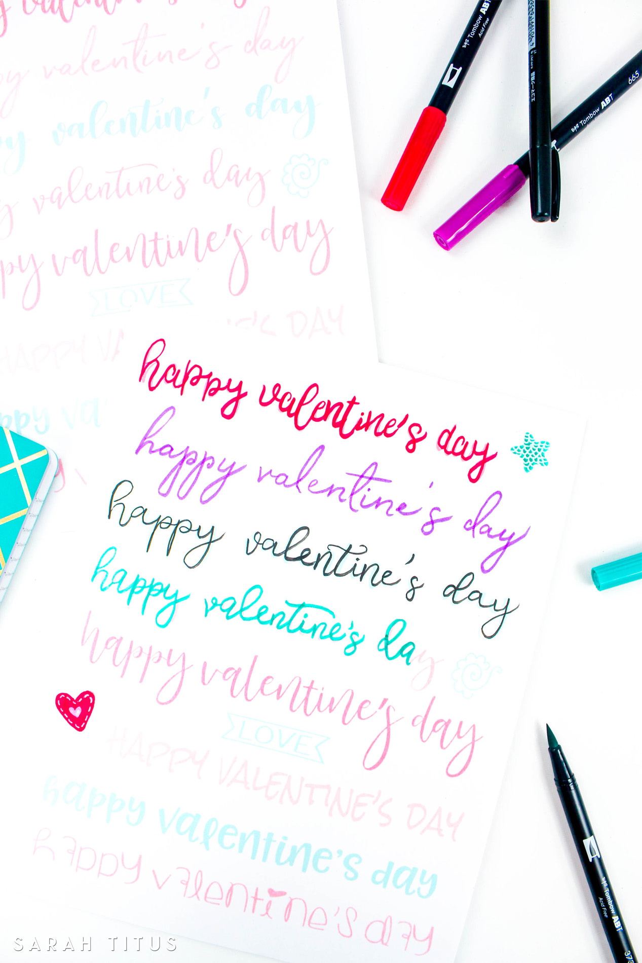 Valentine Free Printable Hand Lettering Worksheet - Sarah Titus