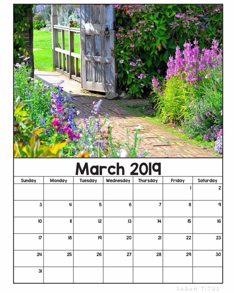 Free Printable Nature Calendars 2019 - Sarah Titus