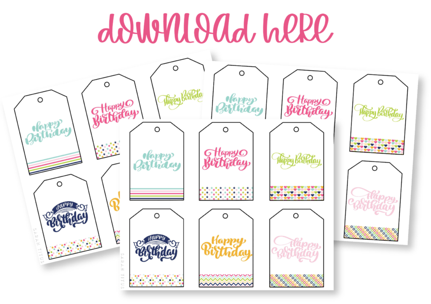 Printable Happy Birthday Gift Tags - Sarah Titus