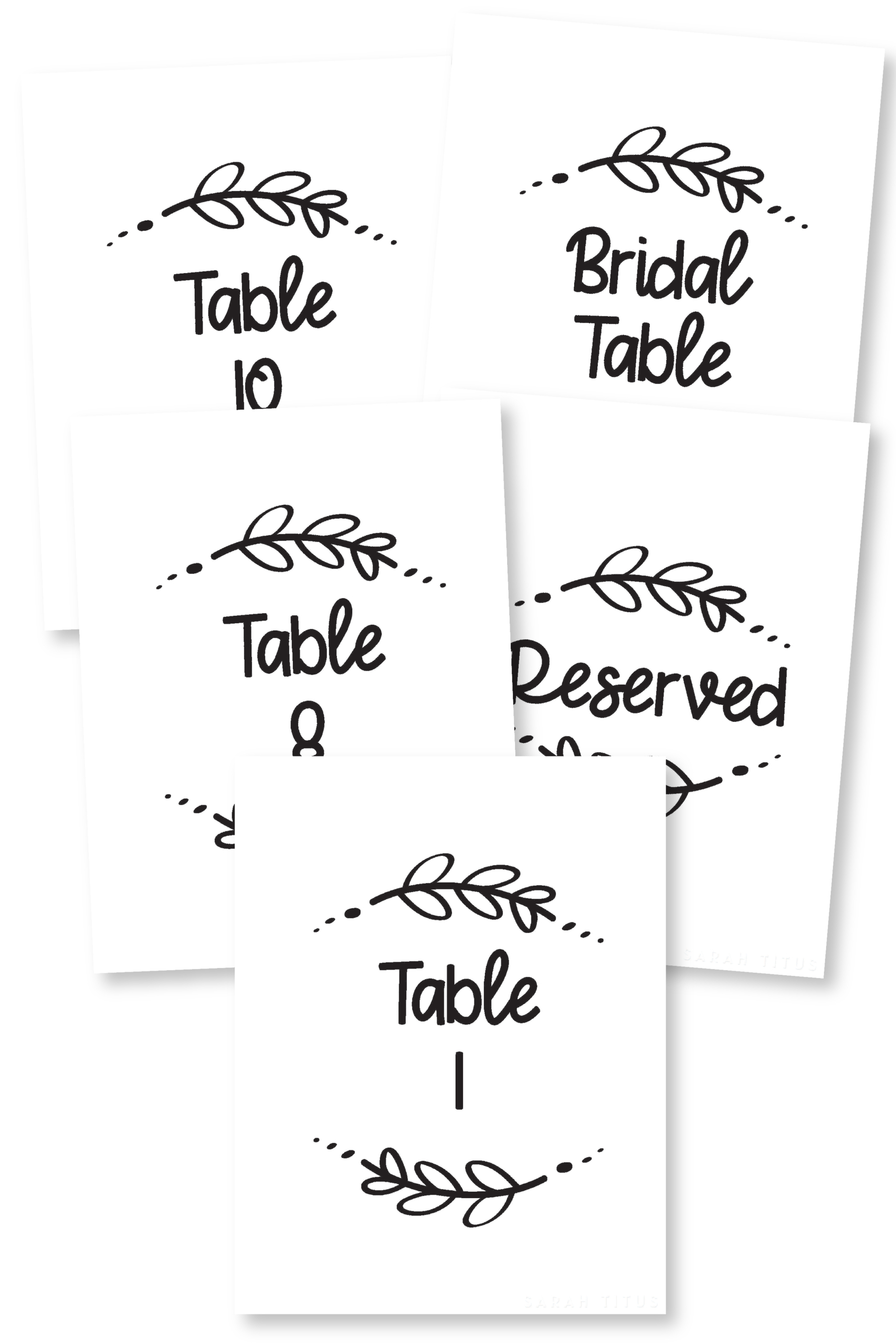 Reserved Table Signs Template