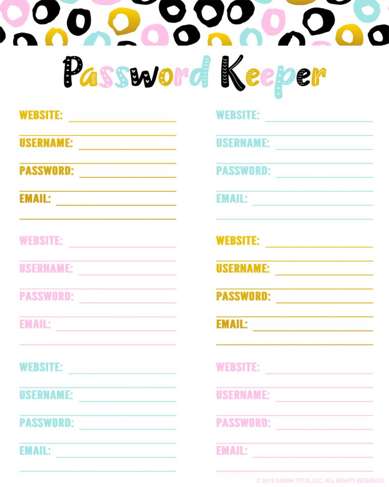 Top Free Password Keeper Printables to Download Instantly - Sarah Titus