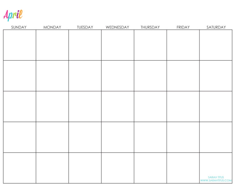 Undated Custom Editable Printable Calendars - Sarah Titus