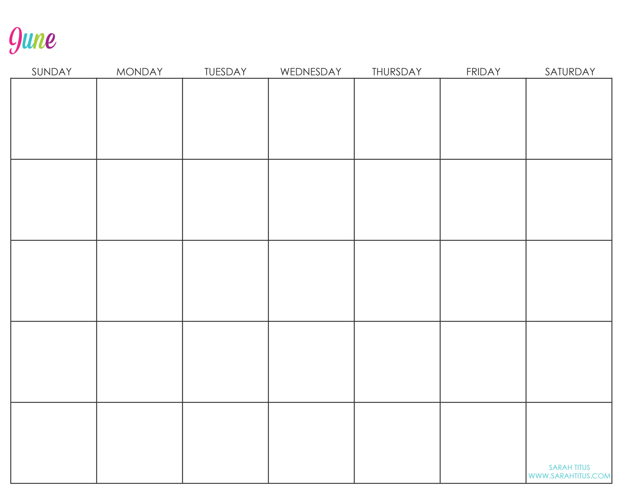 Undated Custom Editable Printable Calendars - Sarah Titus