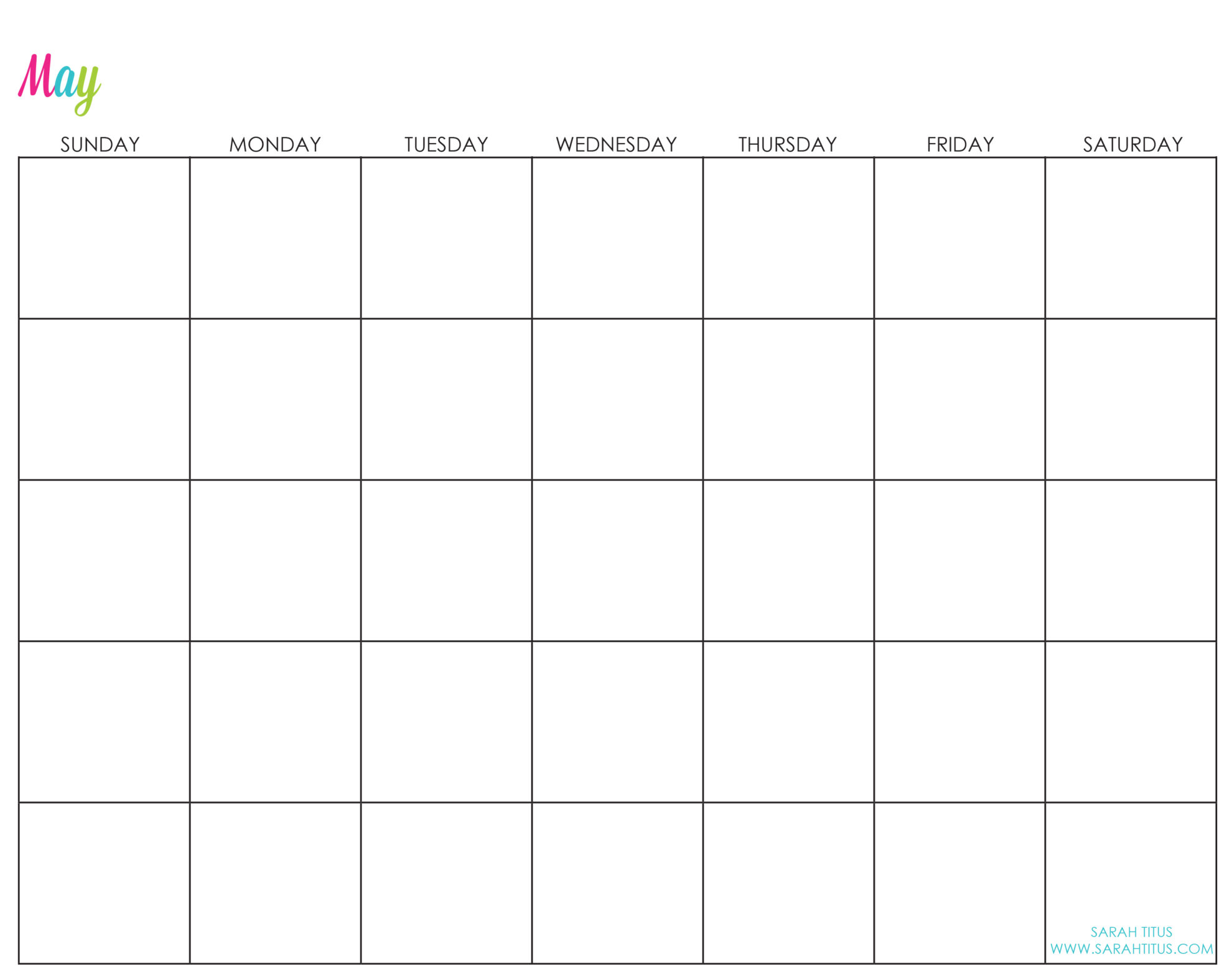 Undated Custom Editable Printable Calendars - Sarah Titus