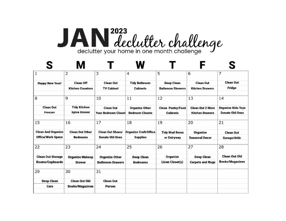 Best Free Printable Decluttering Challenges, Calendars, Signs, and More ...