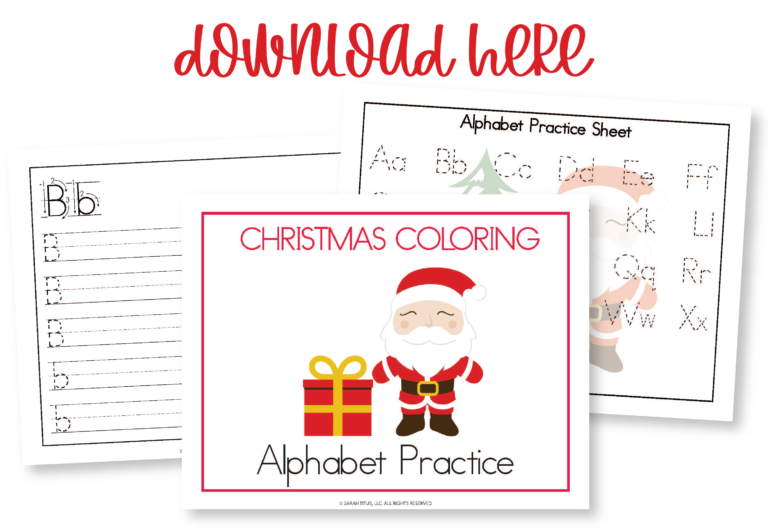 Cute Christmas Coloring Alphabet Practice Printables Kids Pack - Sarah ...