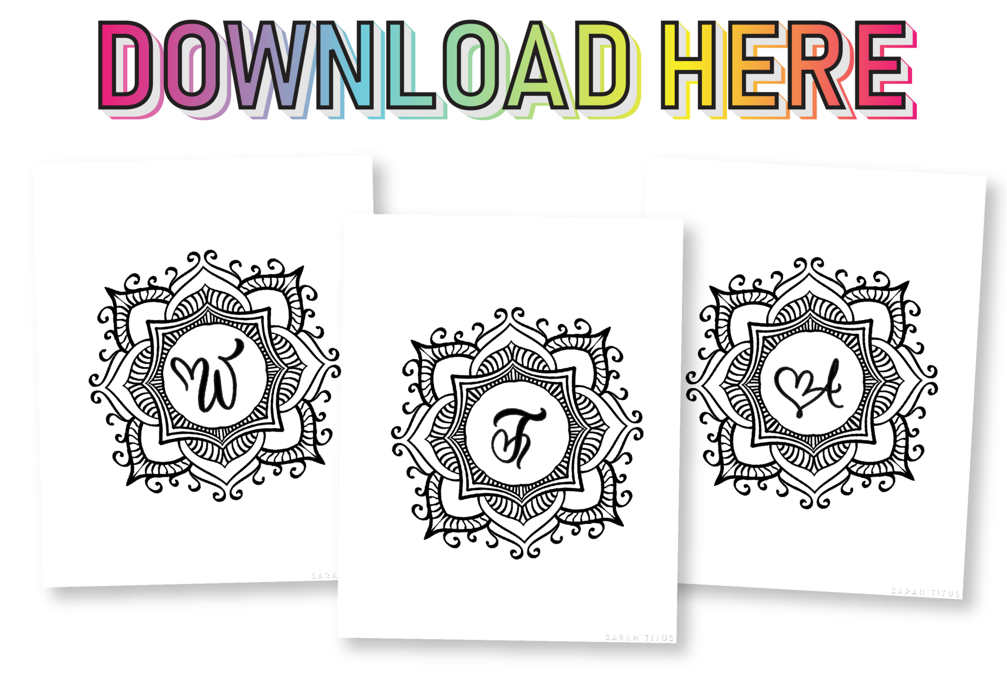 Beautiful Free Monogram Template Printable - Colorable! - Sarah Titus