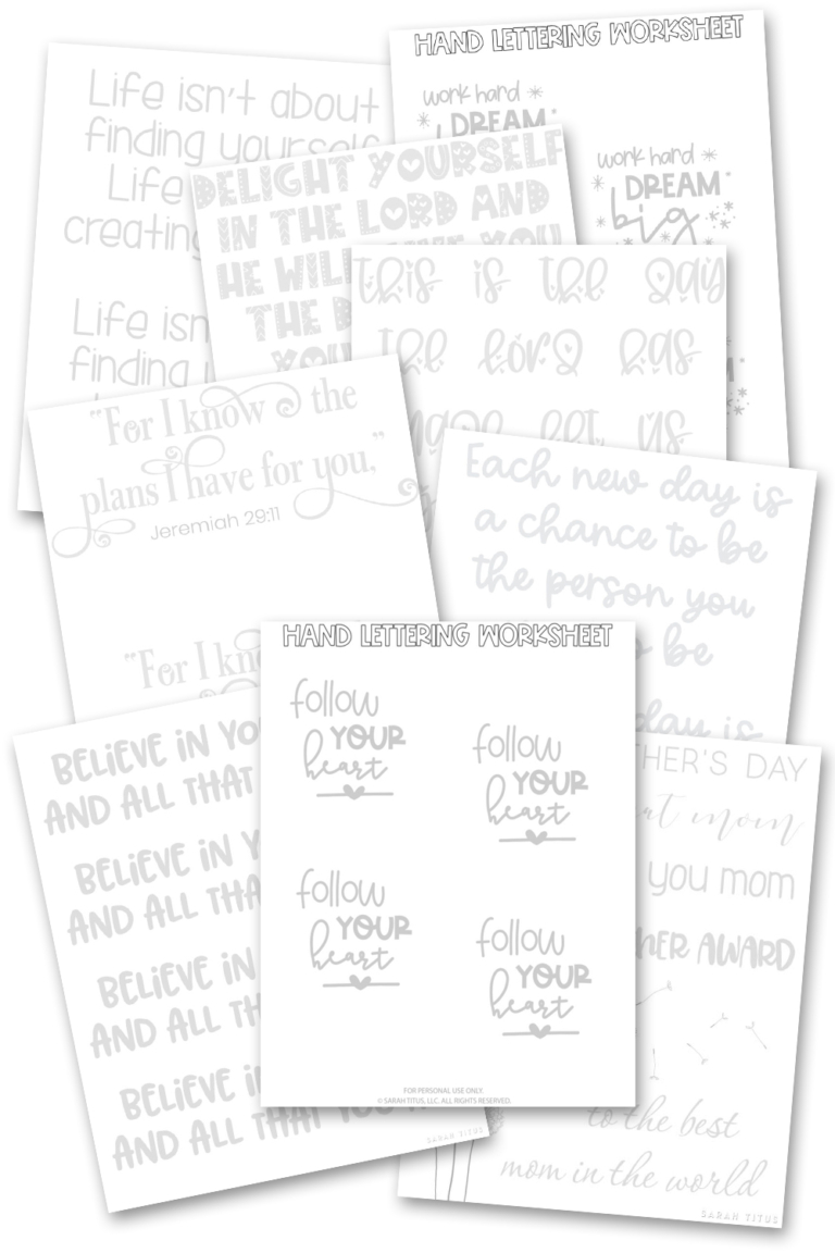 Hand Lettering Template - Worksheets for Seasons - Sarah Titus