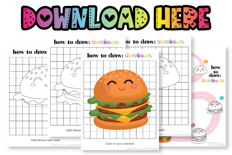 Easy How to Draw a Cheeseburger Step by Step Printable - Sarah Titus