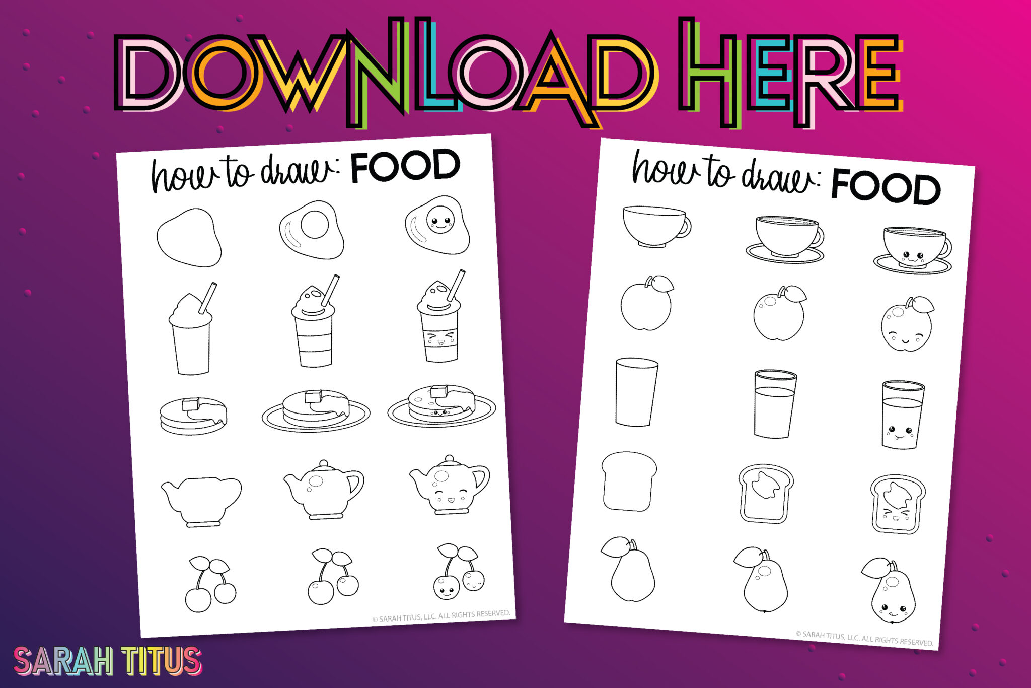 How to Draw Food Printables - Sarah Titus