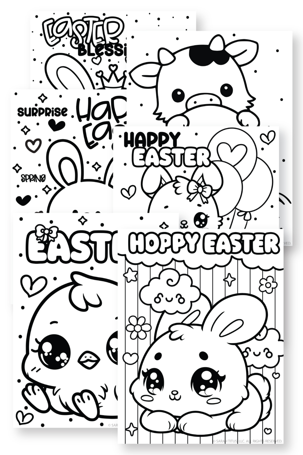 Free Printable Hello Spring Coloring Pages (Cute Kawaii Flowers, Bees ...