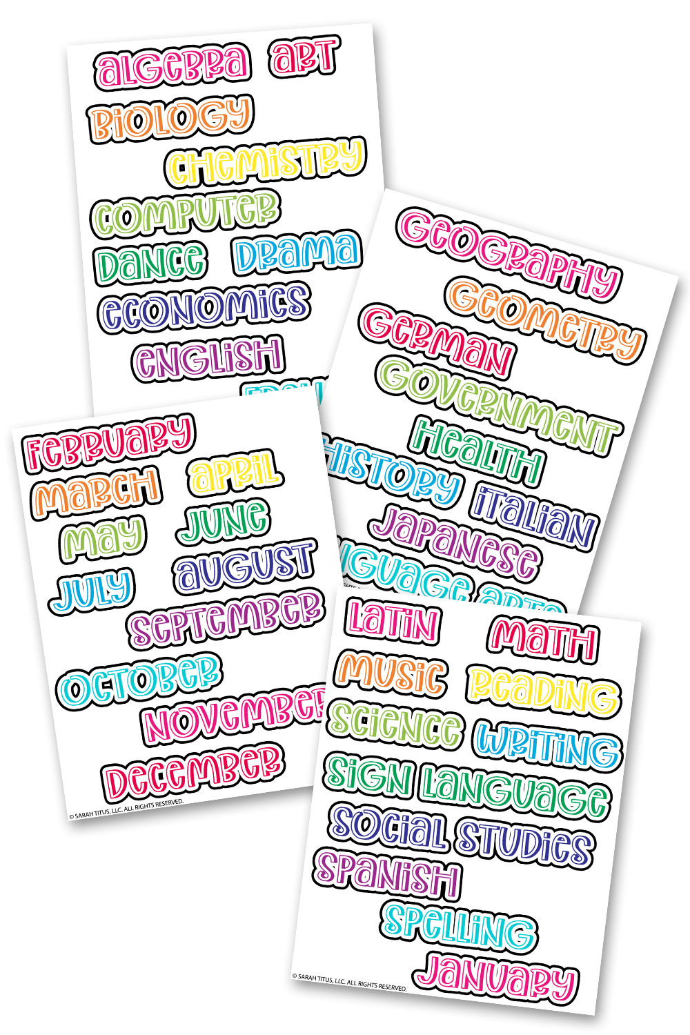 Modern Student Subject Stickers Free Printable - Sarah Titus