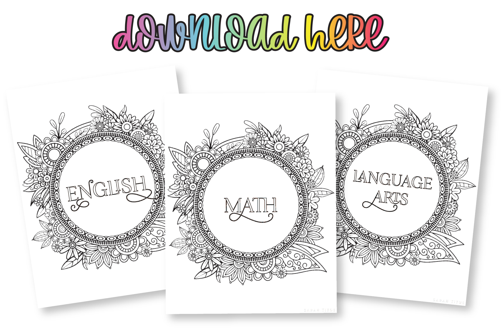 40+ Free Floral Art Coloring Printable Binder Dividers And Covers For ...