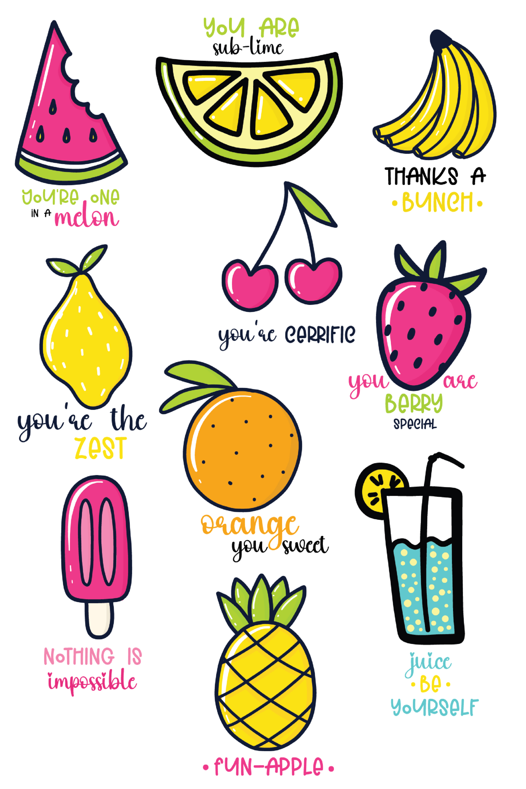 Funny Pun Food Digital Stickers - Sarah Titus