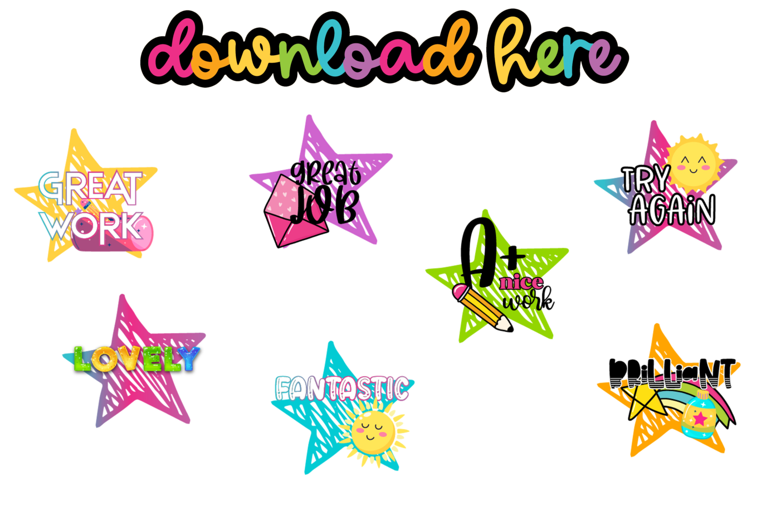 Teacher Motivational Star Digital Stickers - Sarah Titus