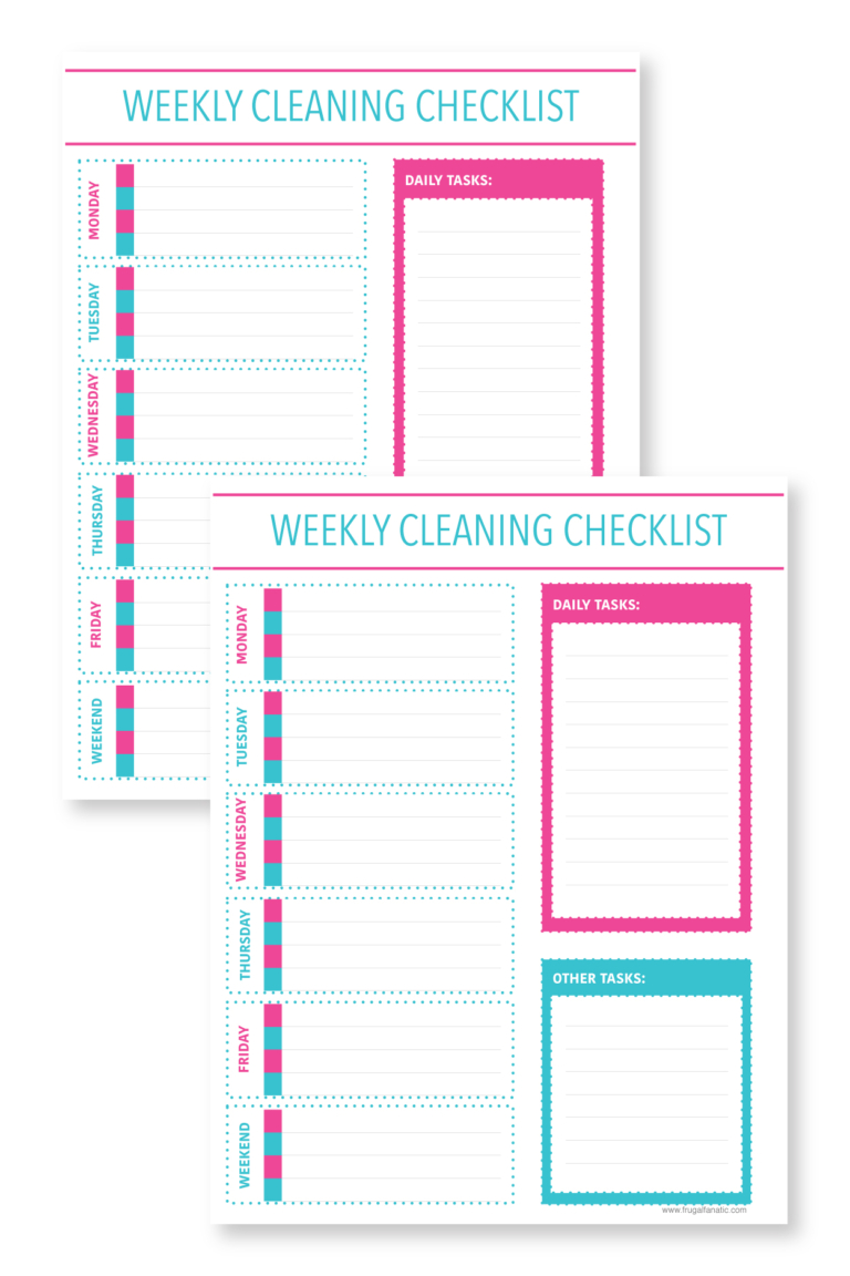 Free Printable Weekly Cleaning Checklist - Sarah Titus