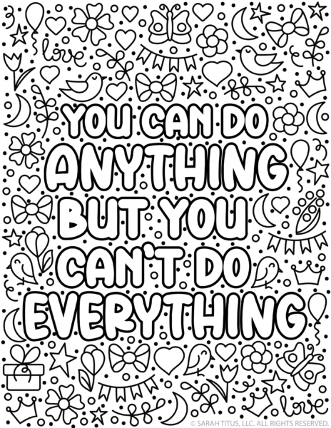 "You Can Do Anything" Free Printable Coloring Page - Sarah Titus