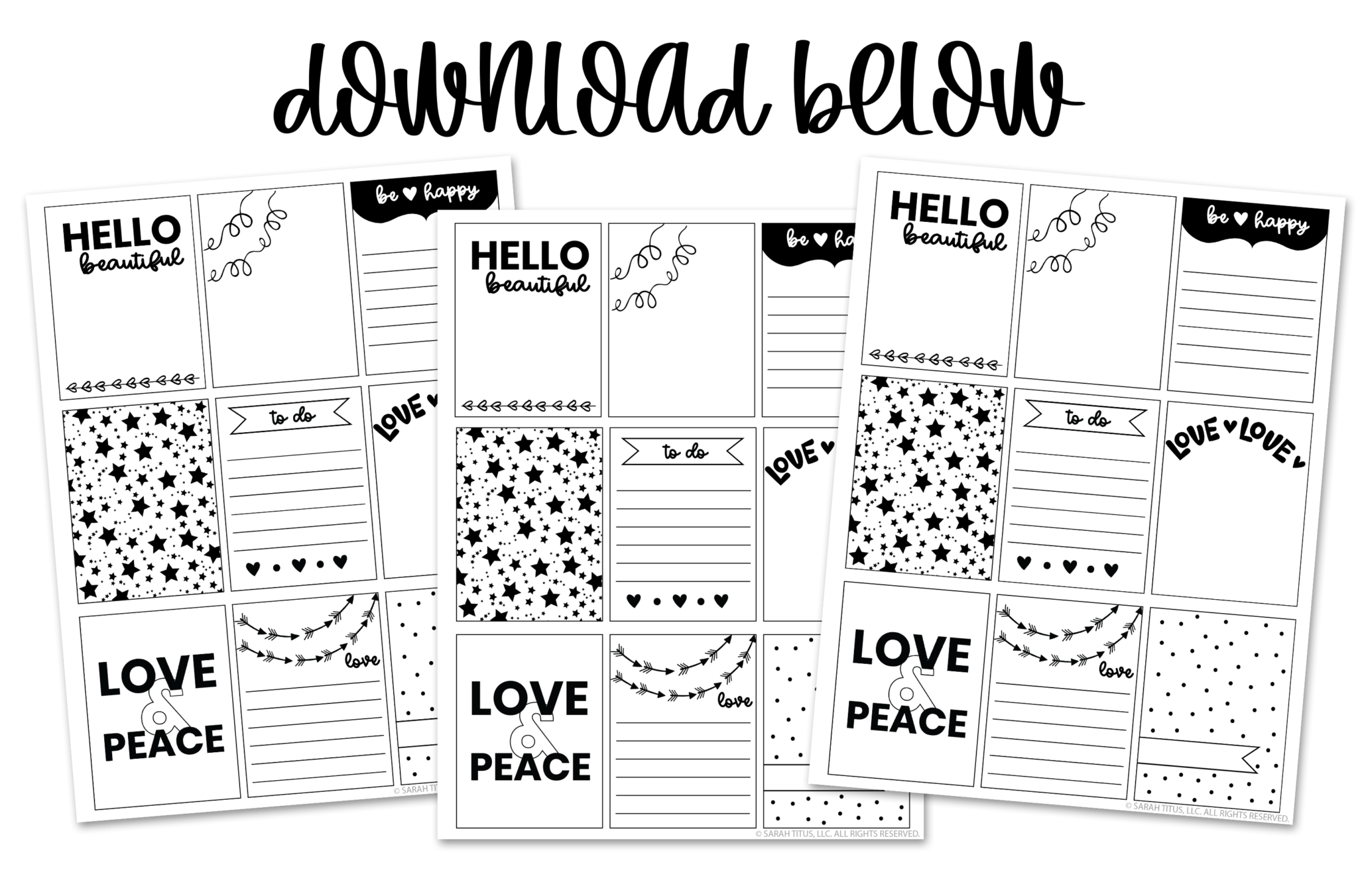 150+ Black and White Planner Stickers - Sarah Titus