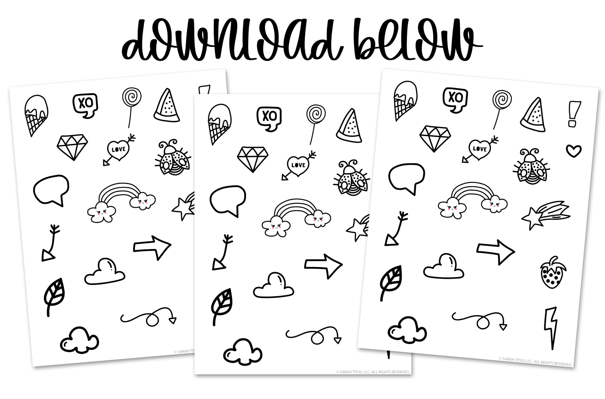 150+ Black and White Planner Stickers - Sarah Titus