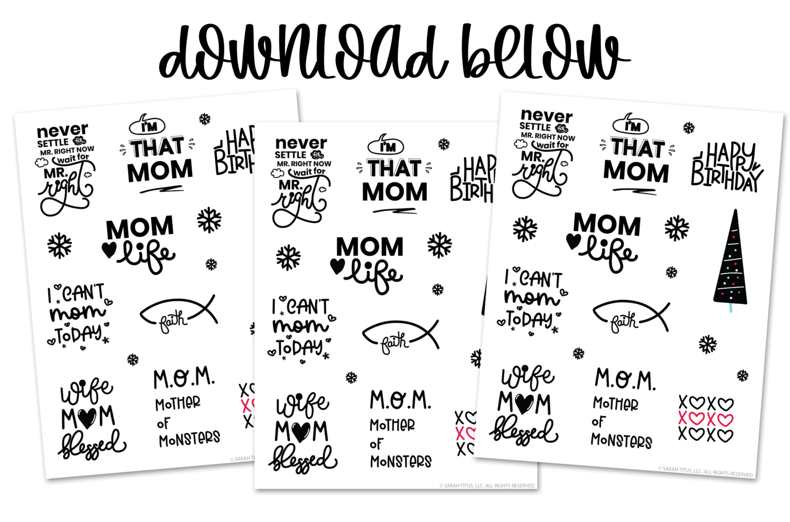 150+ Black and White Planner Stickers - Sarah Titus