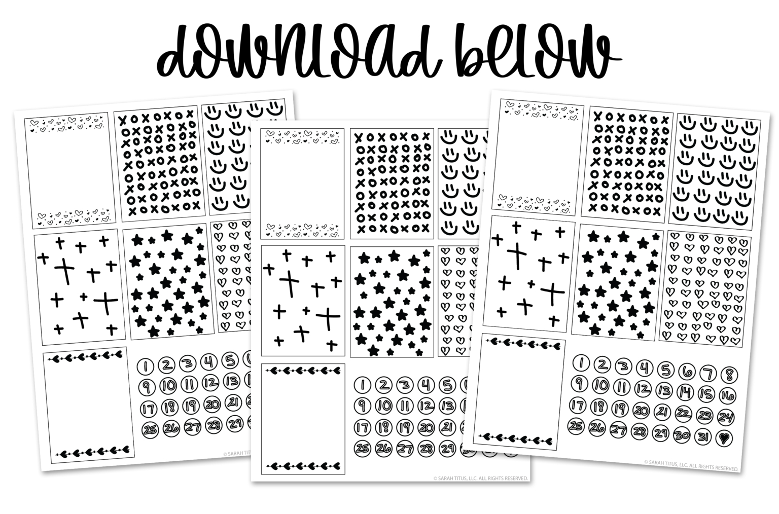 150+ Black and White Planner Stickers - Sarah Titus