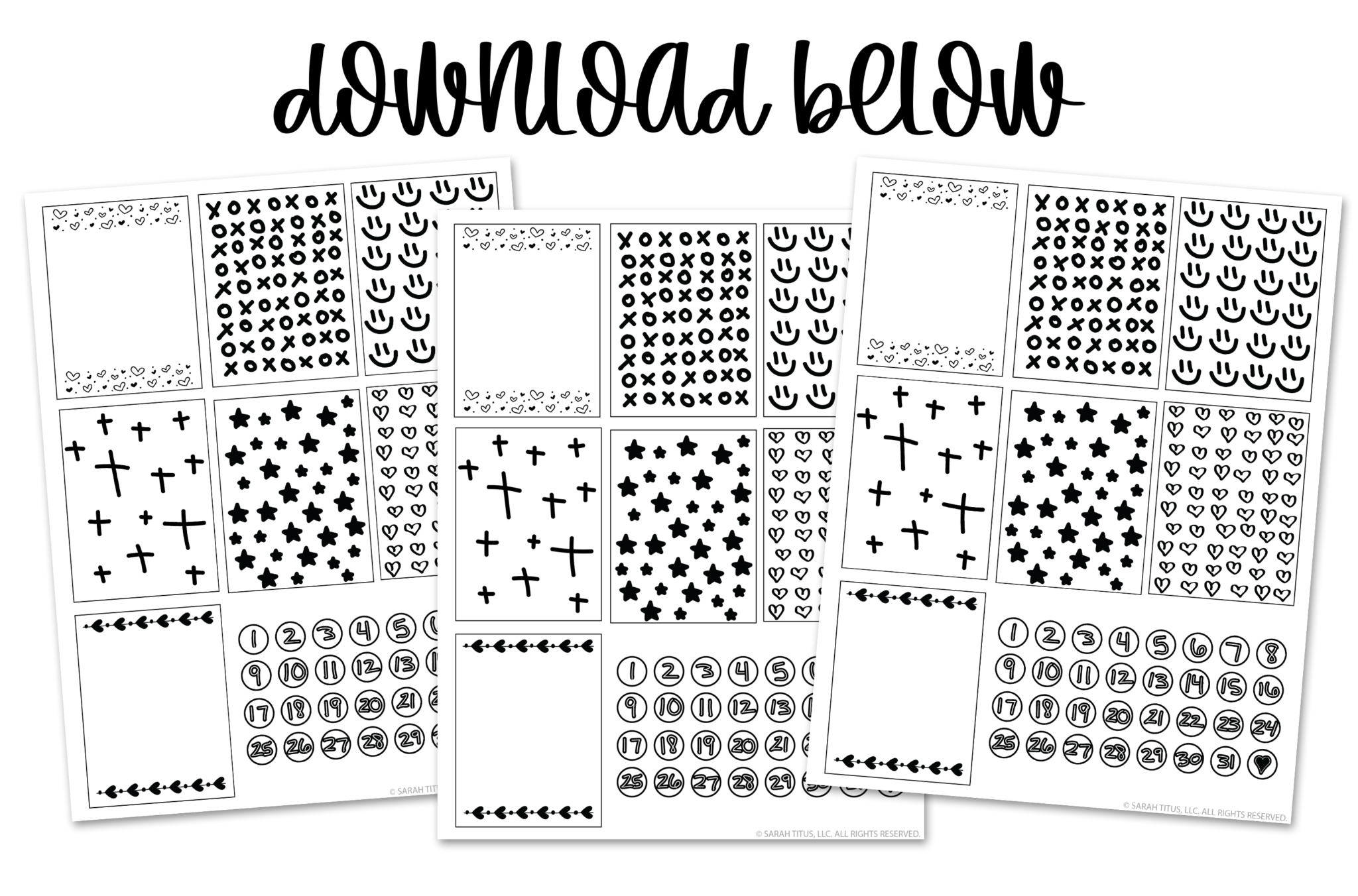 150+ Black and White Planner Stickers - Sarah Titus