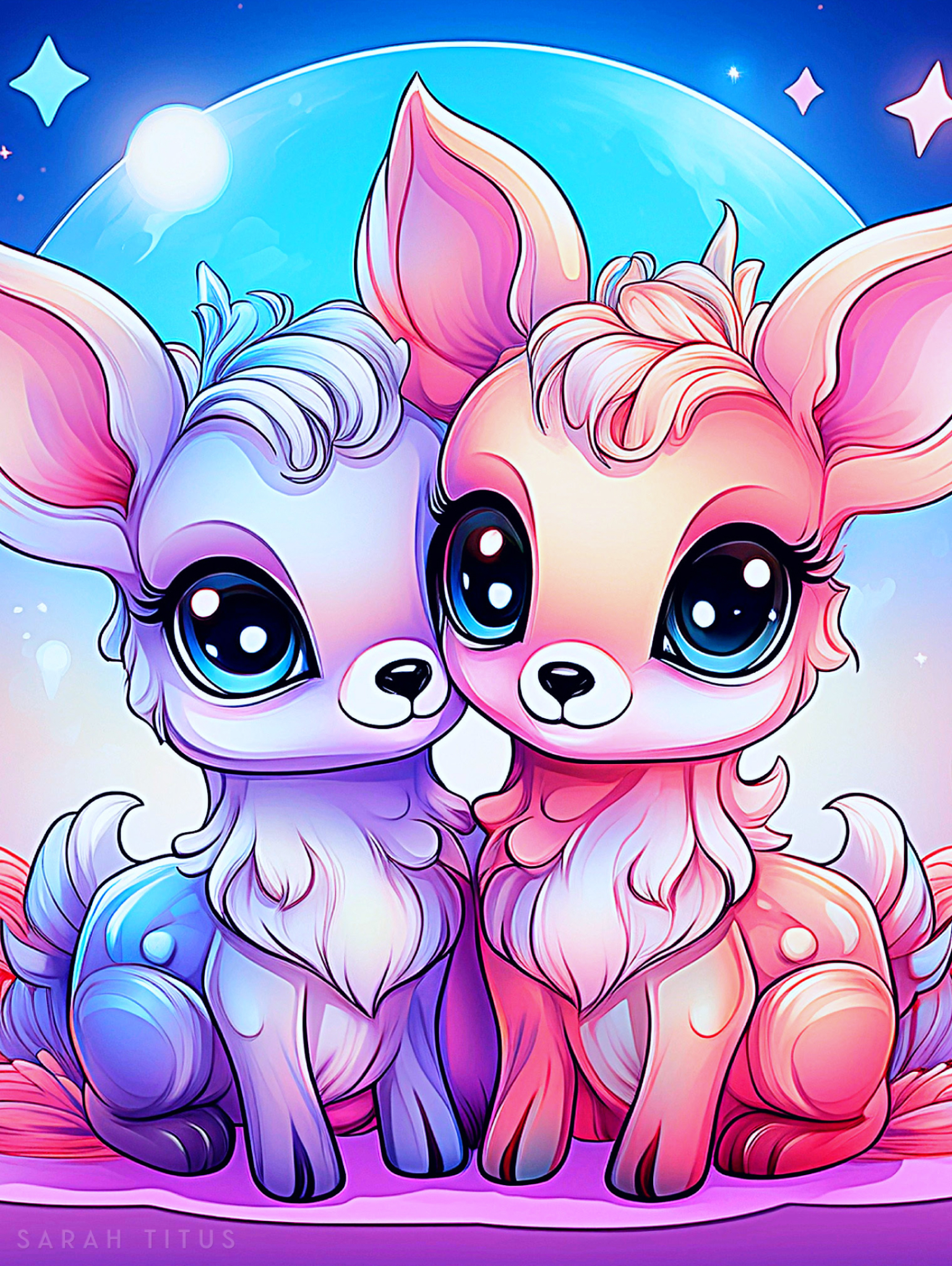 Cute Chibi Animal Couples Wallpaper for iPads - Sarah Titus
