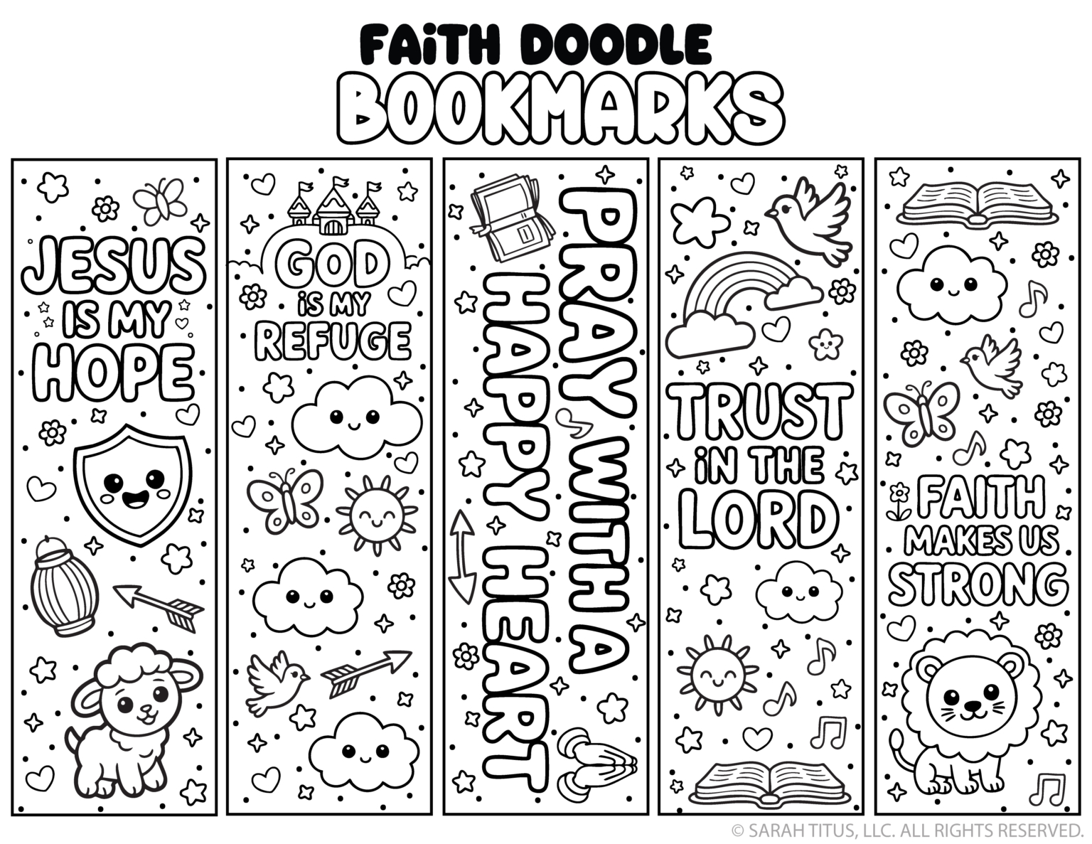 Faith Doodles Colorable Bookmarks - Sarah Titus