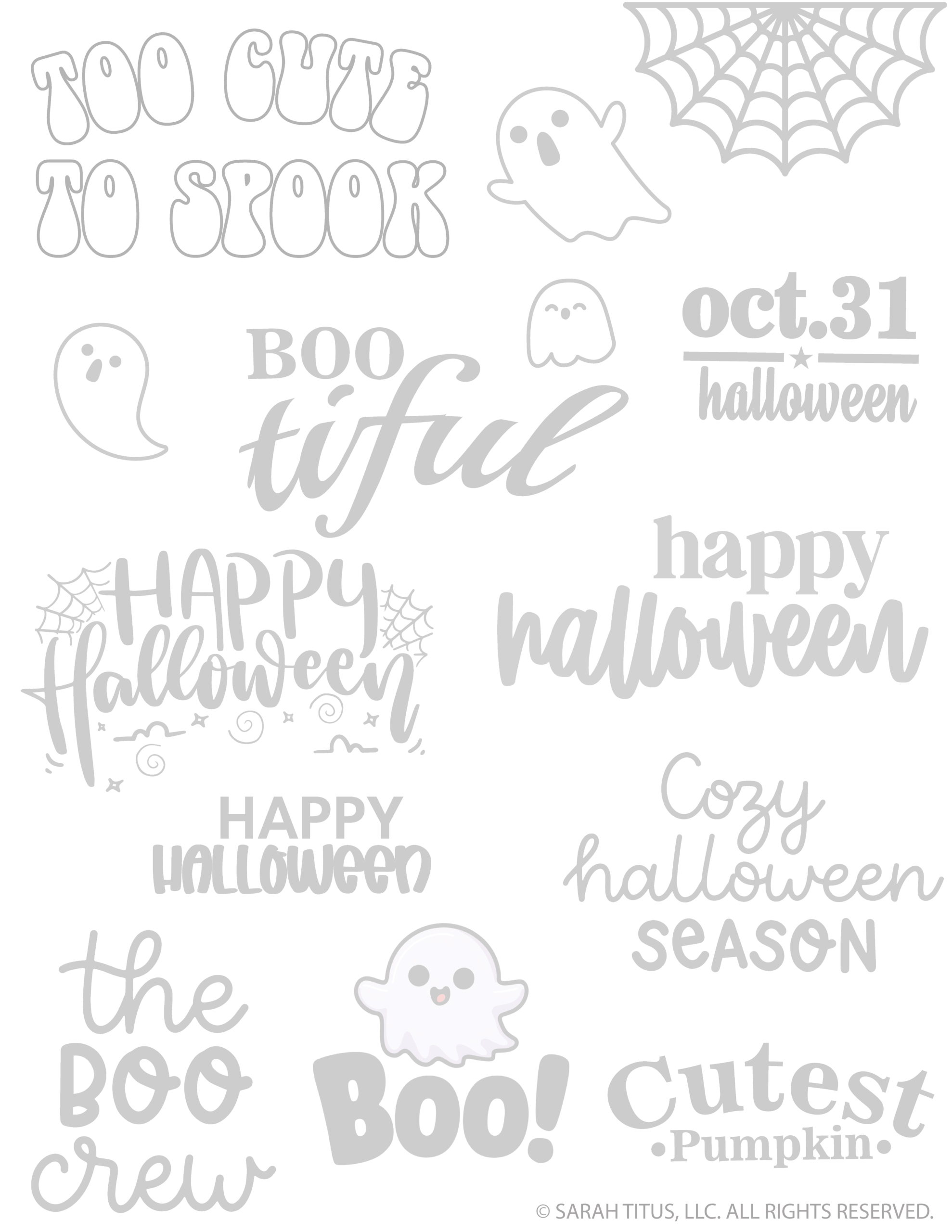 Halloween Hand Lettering Practice Sheets - Sarah Titus