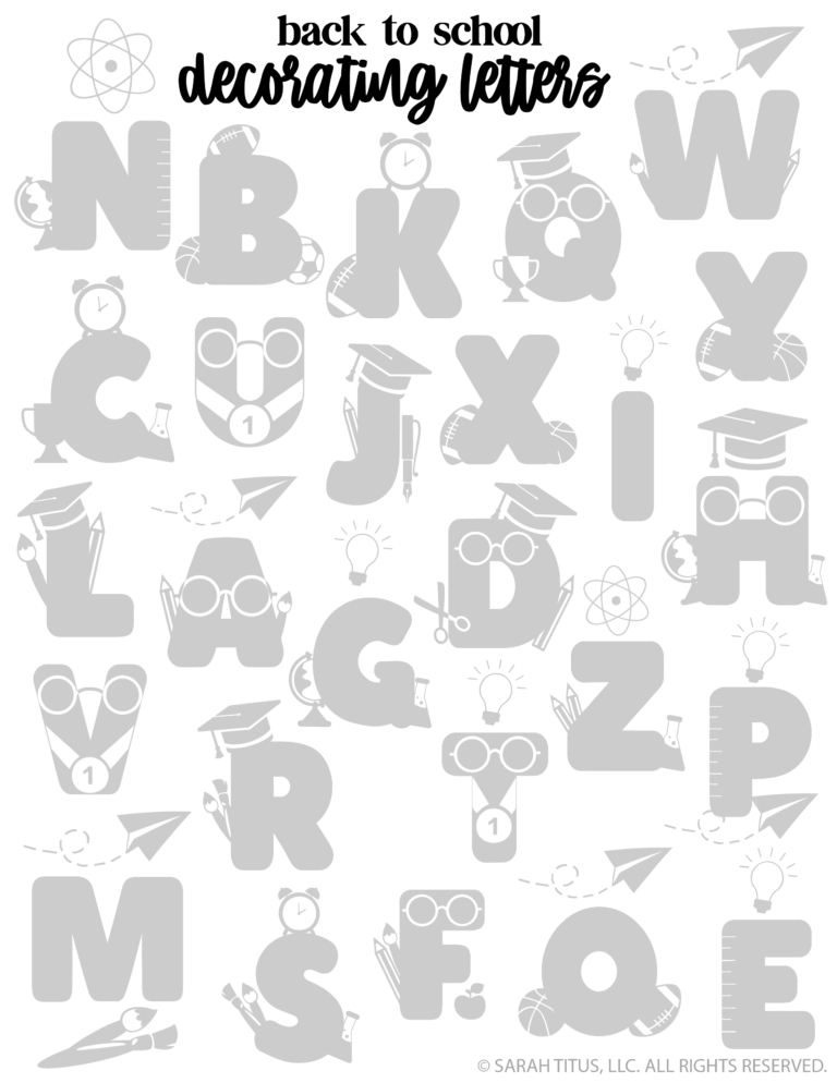 Hand Lettering Decorated Alphabet Letters - Back to School - Sarah Titus
