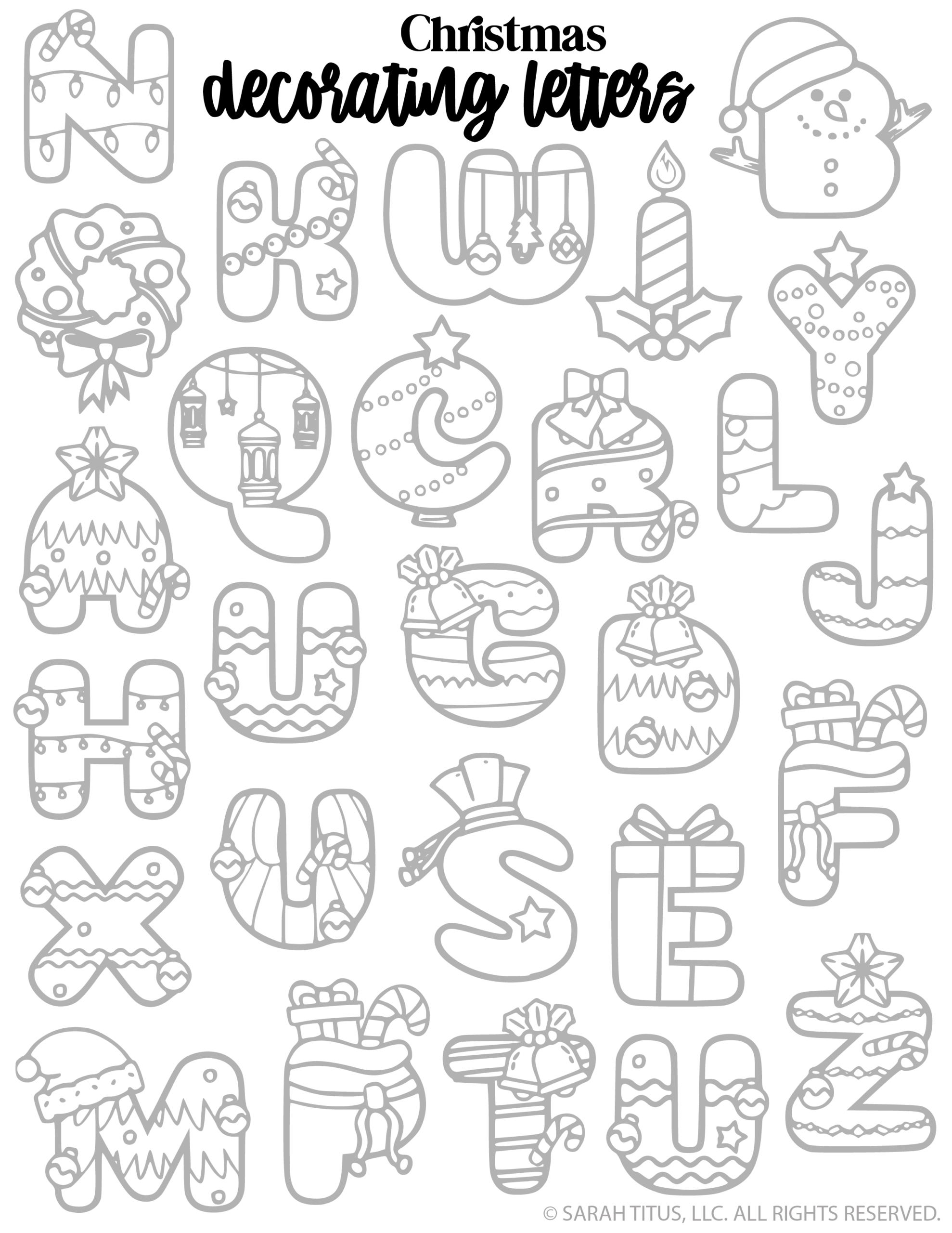 Hand Lettering Decorated Alphabet Letters - Christmas - Sarah Titus
