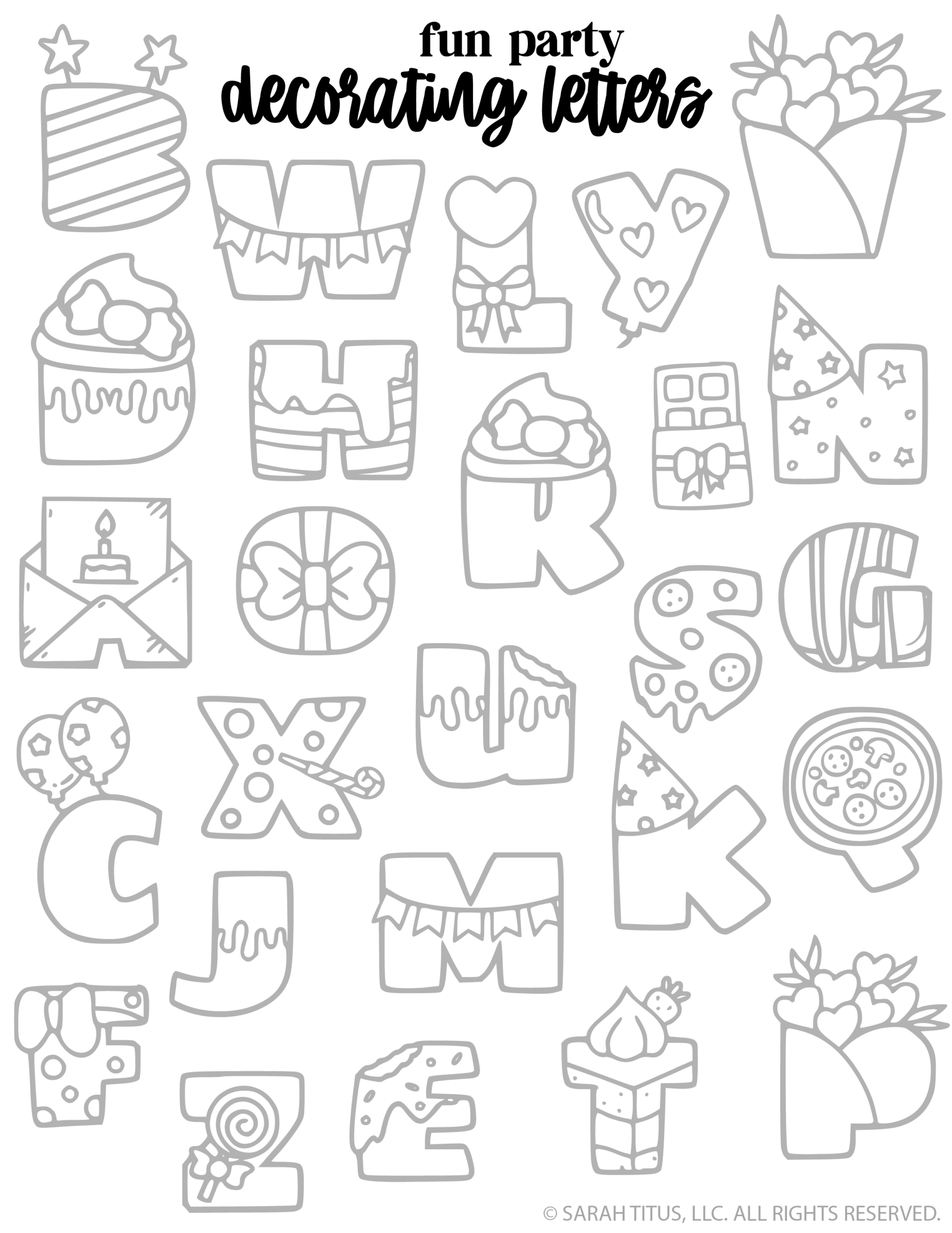 Hand Lettering Decorated Alphabet Letters - Fun Party - Sarah Titus