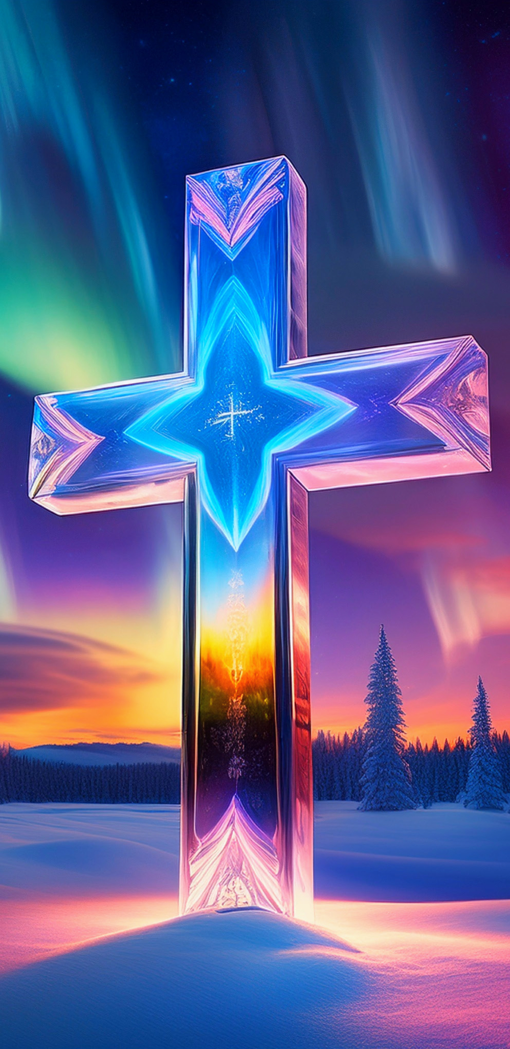 Neon Christian Cross Wallpaper for Phones - Sarah Titus