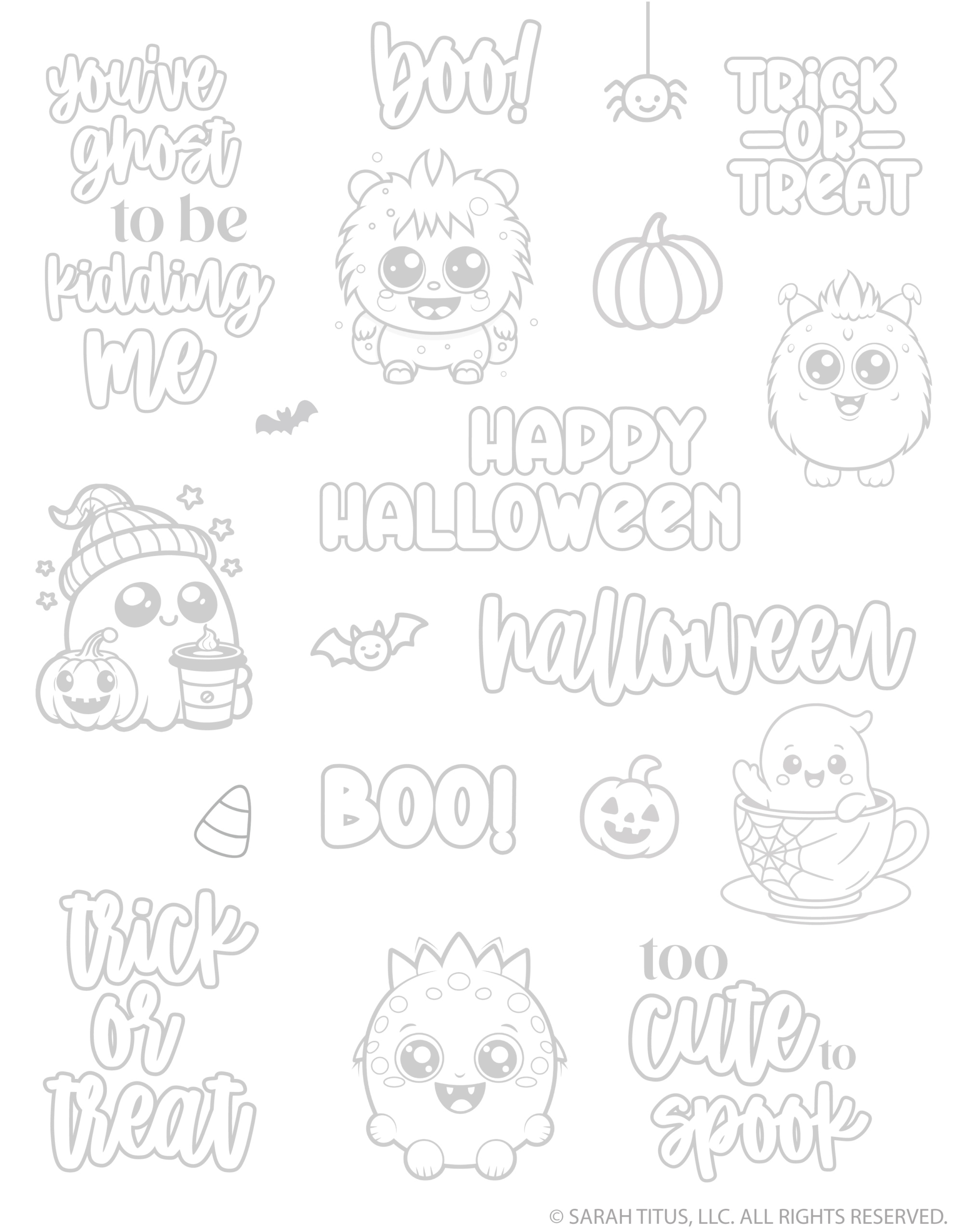 Halloween Hand Lettering Practice Sheets - Sarah Titus