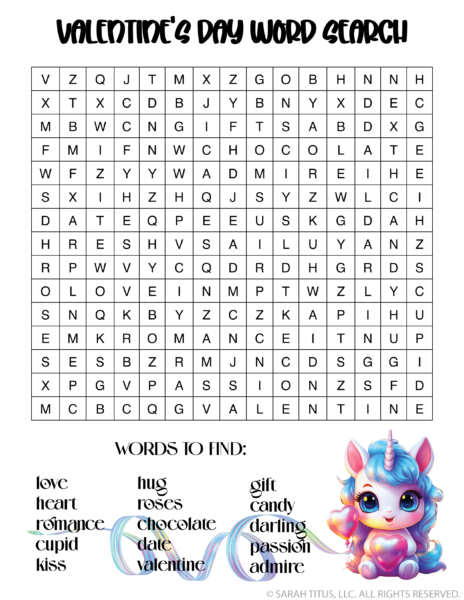 Free Valentine's Day Word Search Printables - Sarah Titus