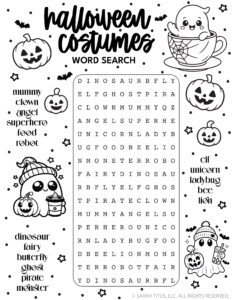 Halloween Word Search Printables - Sarah Titus