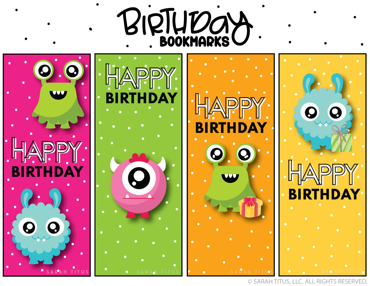 Free Printable Happy Birthday Bookmarks For Kids - Sarah Titus
