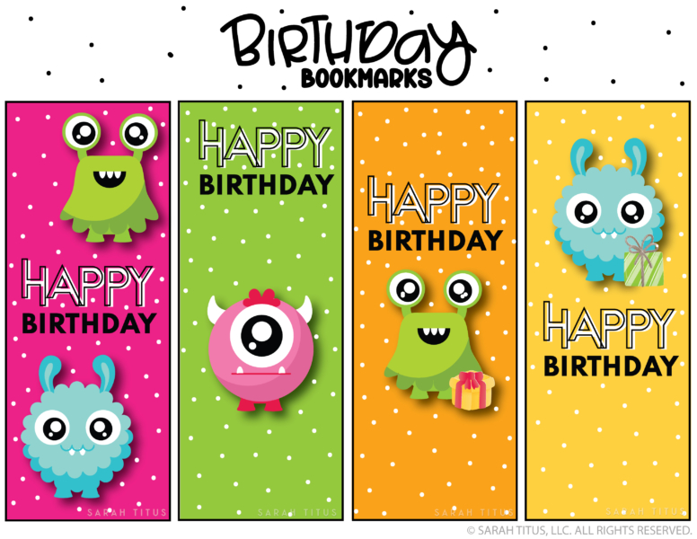 Free Printable Happy Birthday Bookmarks For Kids - Sarah Titus