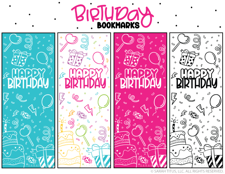Free Printable Happy Birthday Bookmarks For Kids - Sarah Titus