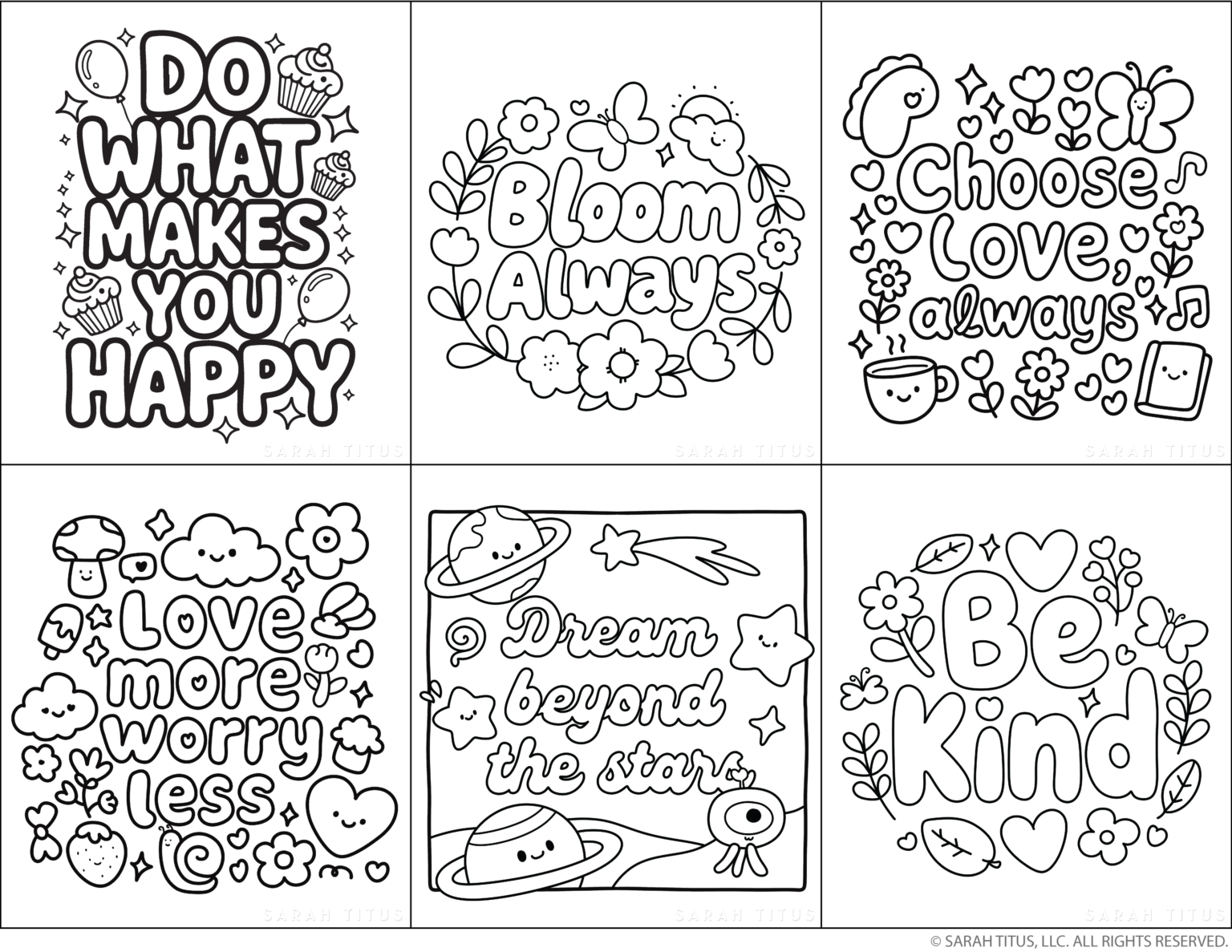 Free Printable Coloring Encouragement Cards (36 Cute Cards to Share ...