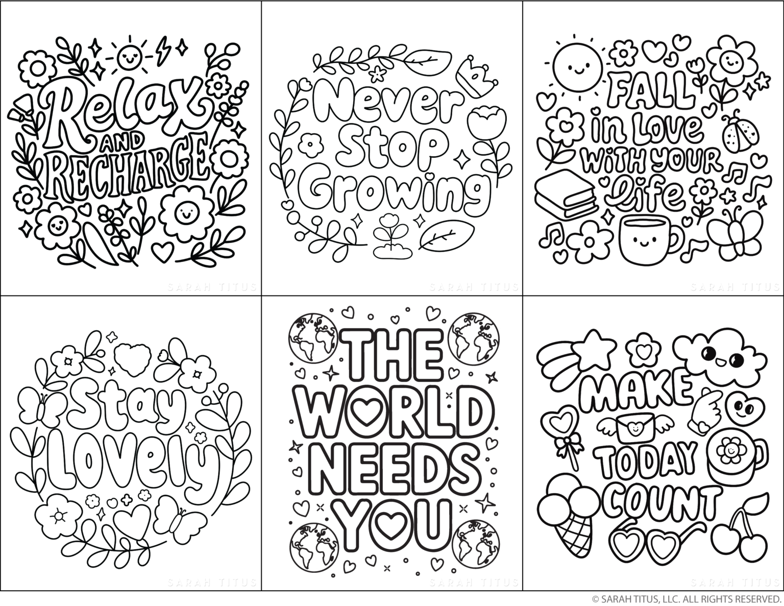 Free Printable Coloring Encouragement Cards (36 Cute Cards to Share ...