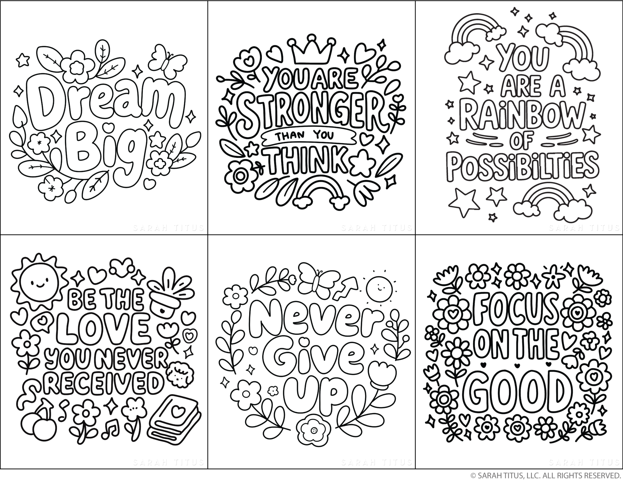 Free Printable Coloring Encouragement Cards (36 Cute Cards to Share ...