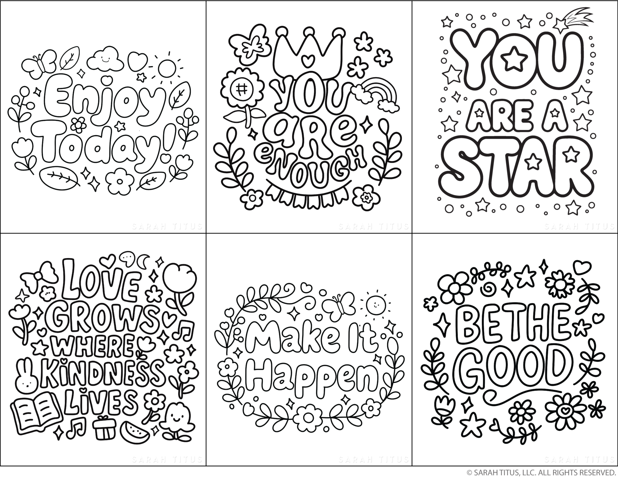 Free Printable Coloring Encouragement Cards (36 Cute Cards to Share ...