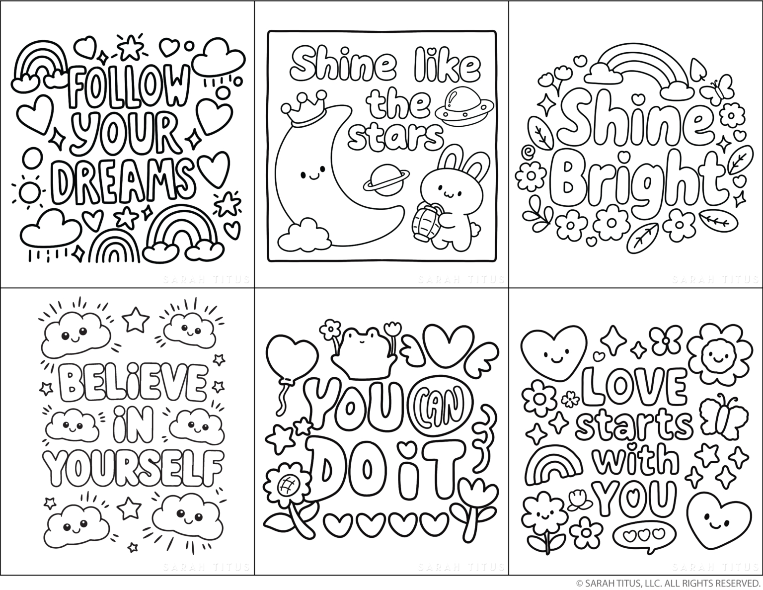 Free Printable Coloring Encouragement Cards (36 Cute Cards to Share ...