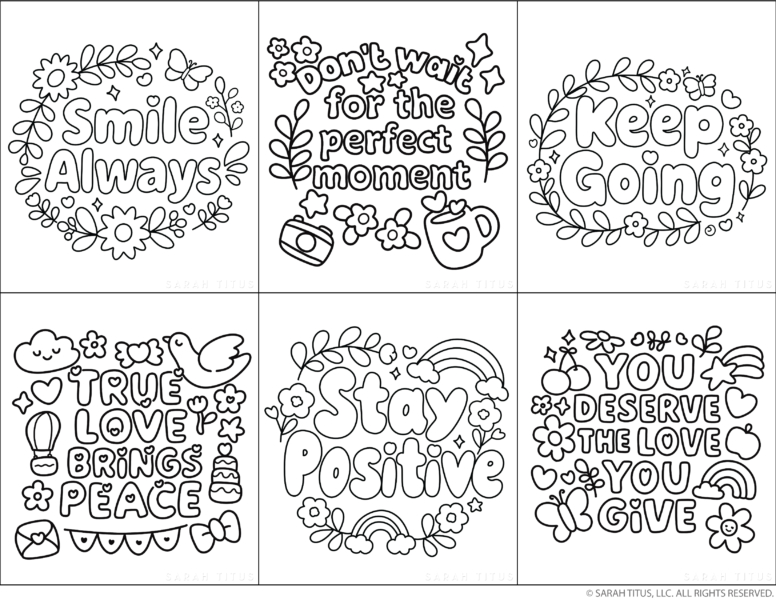 Free Printable Coloring Encouragement Cards (36 Cute Cards to Share ...