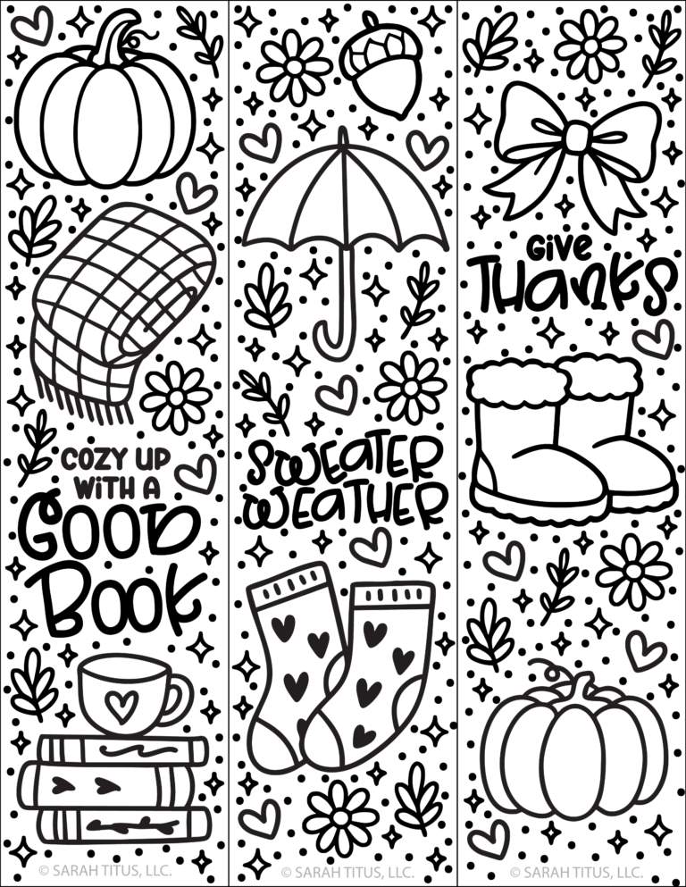 Free Printable Fall Bookmarks - Sarah Titus
