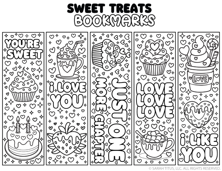 Colorable Sweet Treats Bookmarks - Sarah Titus