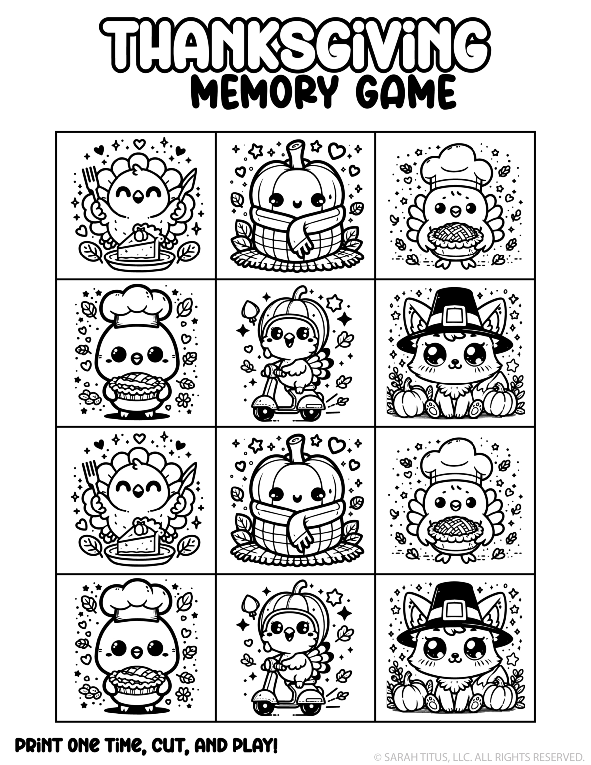 Free Printable Thanksgiving Memory Games - Sarah Titus